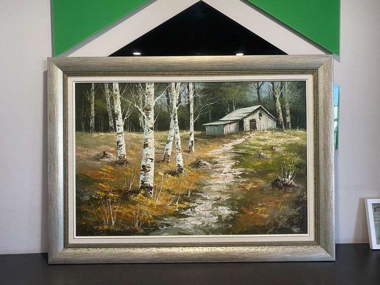 Oil Canvas 'Shack on the Hill' Large Painting - Signed Ashton The Art ...