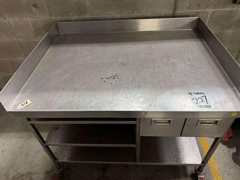 Mobile Stainless Steel Prep Bench with Shelves & Drawers 1205 x 910mm ...