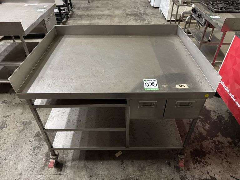 Mobile Stainless Steel Prep Bench with Shelves & Drawers 1205 x 910mm ...