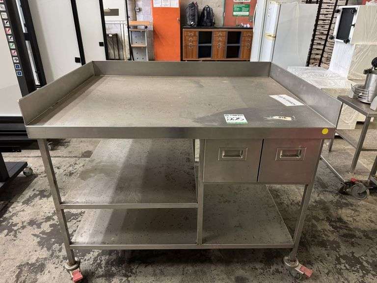 Mobile Stainless Steel Prep Bench with Shelves & Drawers 1205 x 910mm ...