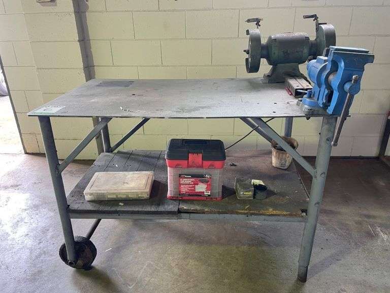 Steel Bench c/w Vice & Grinder 700x1200mm - TVAA Pty Ltd T/A Tomkins ...