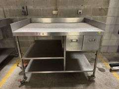 Mobile Stainless Steel Prep Bench with Shelves & Drawers 1205 x 910mm ...