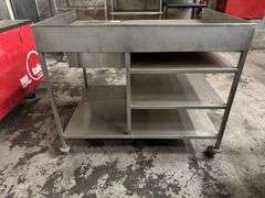Mobile Stainless Steel Prep Bench with Shelves & Drawers 1205 x 910mm ...