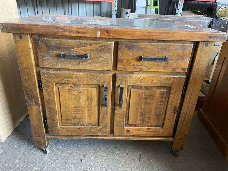 Mobile Kitchen Butchers Block with Stone Insert - 560x1080x860mmH - TVAA Pty Ltd T/A Tomkins ...