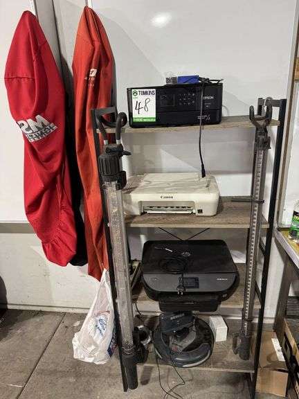 Shelf Unit Including Assorted Printers and Hoover Robot Vacuum - TVAA ...