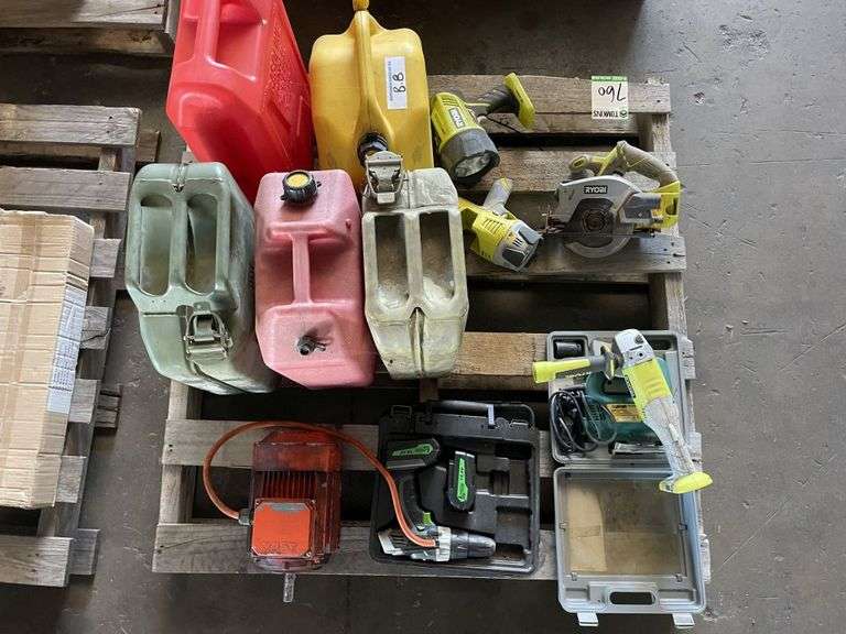 Jerry Cans, Ryobi Tools, 3PH Electric Hoist Motor, Ozito Drill and ...