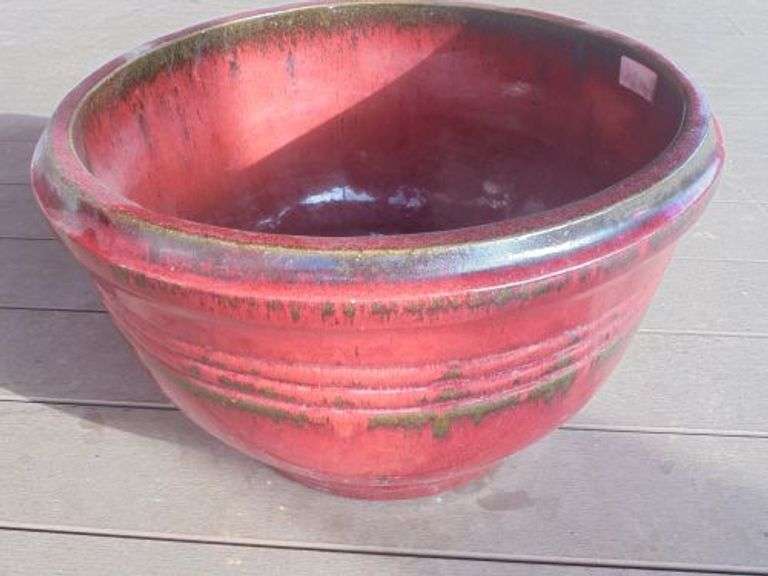 Large red planter. 20 wide x 12 tall. - Texas Online Auction House