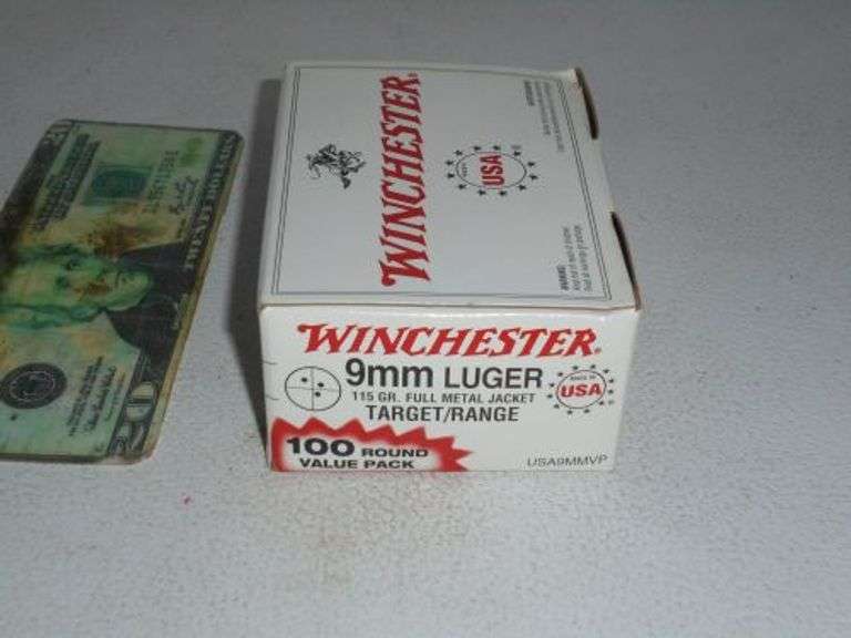 100 Round Box of WINCHESTER 9mm Luger 115 gr FMJ Target/Range. 1 of 2 ...