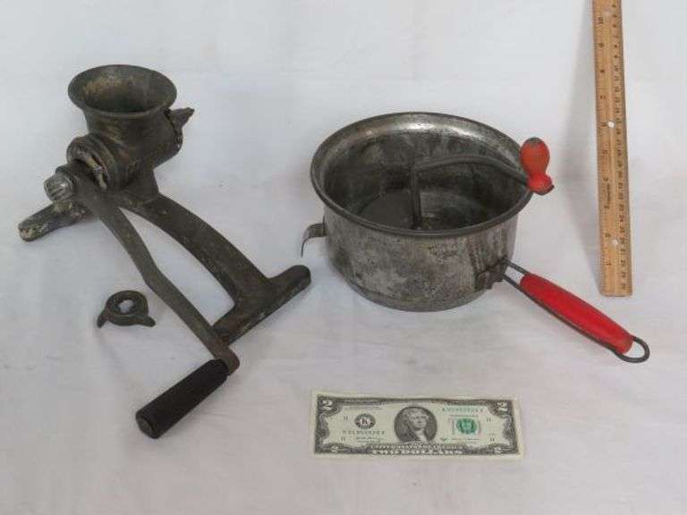 Vintage Columbia Table-Top Meat Grinder and Vintage Foley Food Mill as ...