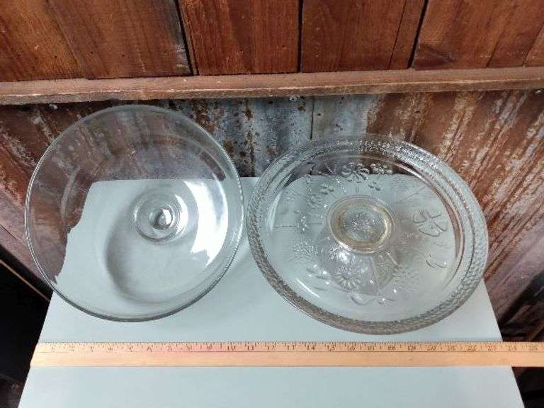 Beautiful footed vintage clear glass dessert stand display food cloche ...