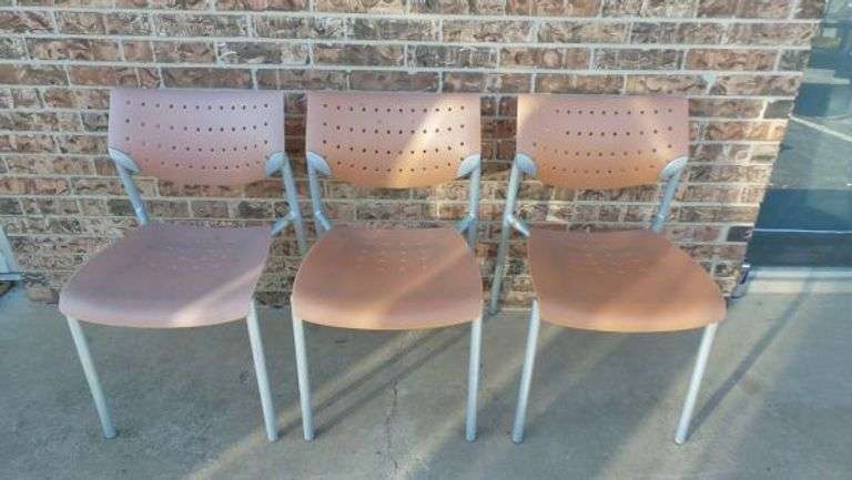 Set of 3 Neat Retro Style Metal & Heavy Plastic Chairs! Very Sturdy ...