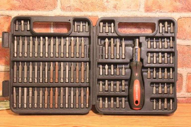 Husky Screwdriver Bit Set-98 Bits and 1 Ratchet Screwdriver in Carrying ...