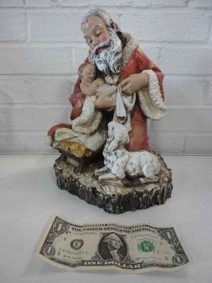KNEELING 11.5'' SANTA WITH BABY JESUS UNIQUE TREE TOPPER SUMMIT ARBOR ...