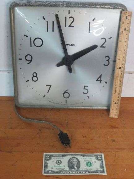 Vintage Simplex Electrical Wall Clock with Three-Prong Plug as shown ...