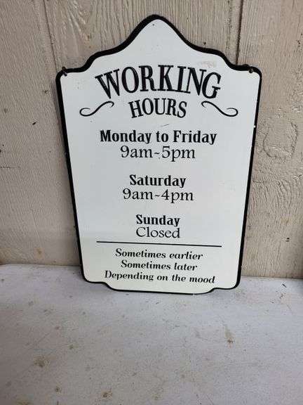 Metal Working Hours Hanging Sign. ~ cash only ~. ( row 5) - Texas ...