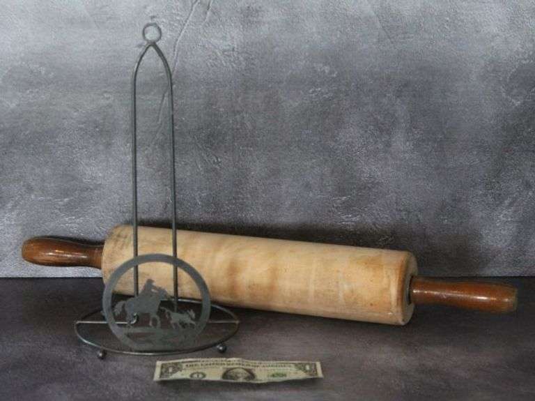 Metal Calf Roping Paper Towel Holder and Nice Very Large Rolling Pin ...