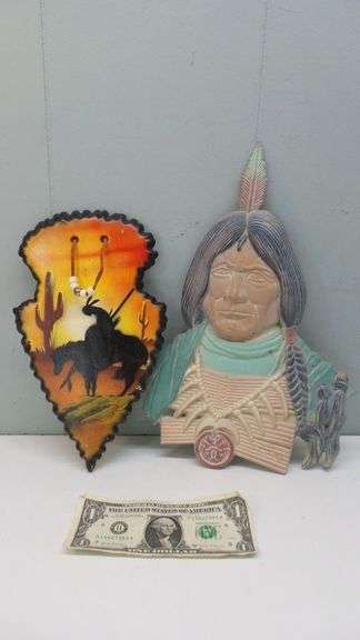 Lot of 2 VERY NICE Metal Native Décor Pieces! (16C) - Texas Online ...