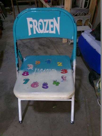 Metal folding chair with Disney's Frozen decals - Texas Online Auction ...