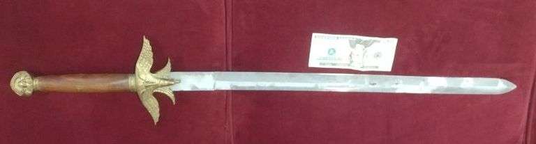 Vintage Swan Sword with Sheath - believed to feature wooden and brass ...