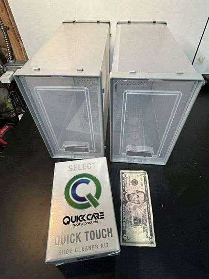 2 PLASTIC SHOE BOXES AND SELECT QUICK CARE SHOE CLEANER KIT-NEW - Texas Online Auction House