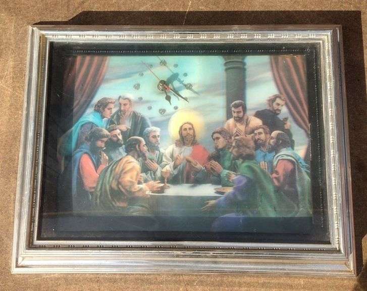 Beautiful 3D Jesus Last Supper motif wall clock - appx. 18x14in - Texas ...