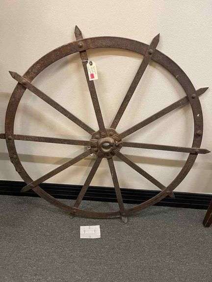 STARTS AT $100!!! LARGE (39") DIAMETER SOLID METAL WAGON WHEEL VERY ...