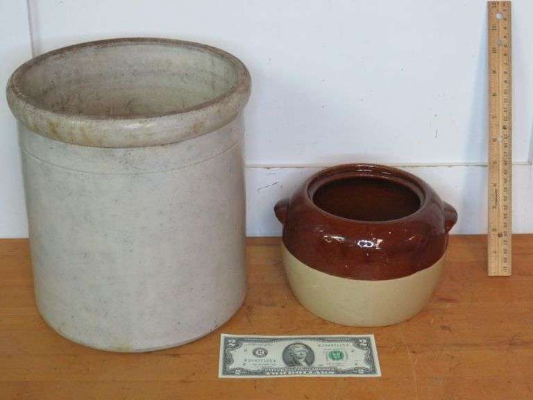Two Earthenware/Pottery Crocks as shown - Texas Online Auction House