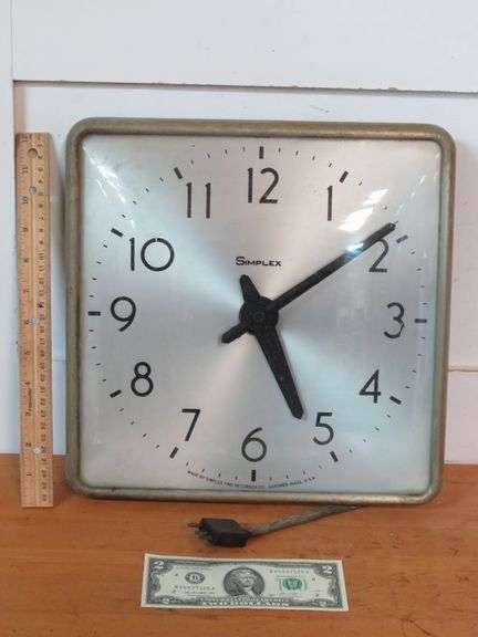 Vintage Simplex Electric Wall Clock as shown, untested - Texas Online ...