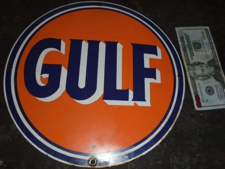 Metal Gulf Sign - Texas Online Auction House