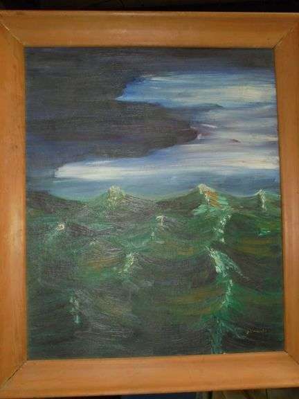 Original Art Framed Oil on Canvas Sea Scape Painting Signed by the ...