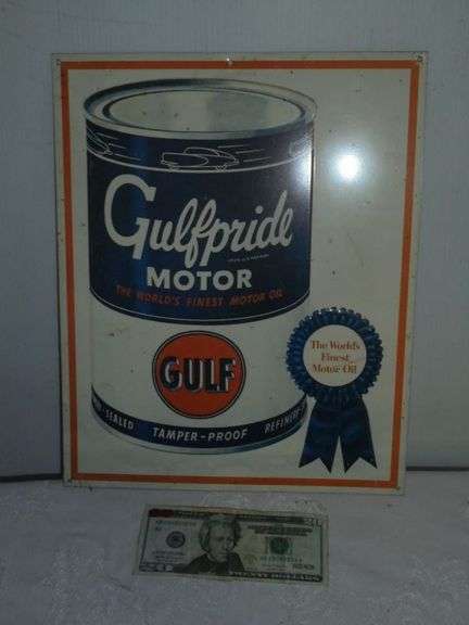 Newer Metal Gulf Oil Sign - Texas Online Auction House