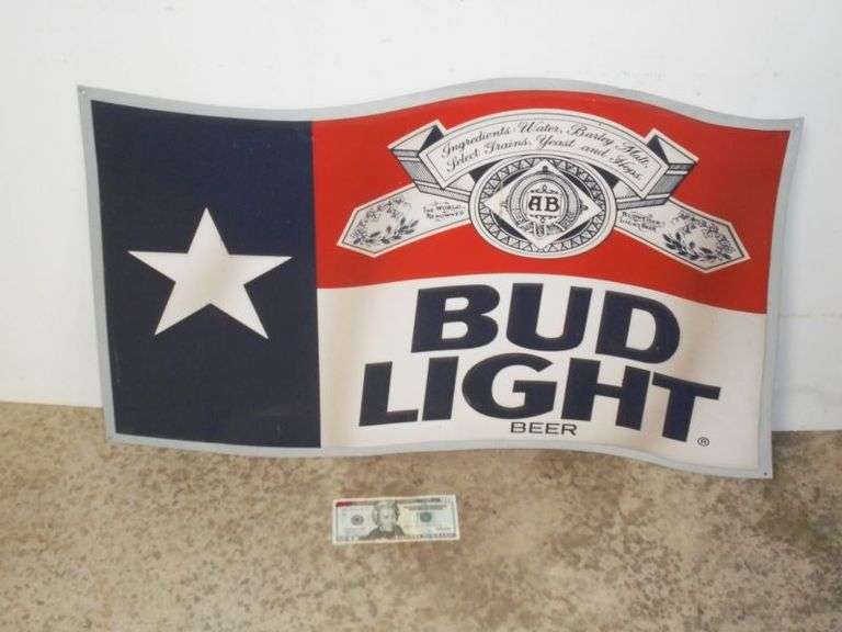 Newer Metal Texas Bud Light Sign - Texas Online Auction House