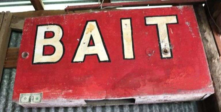 Super Cool Red Bait Sign.(BB) - Texas Online Auction House