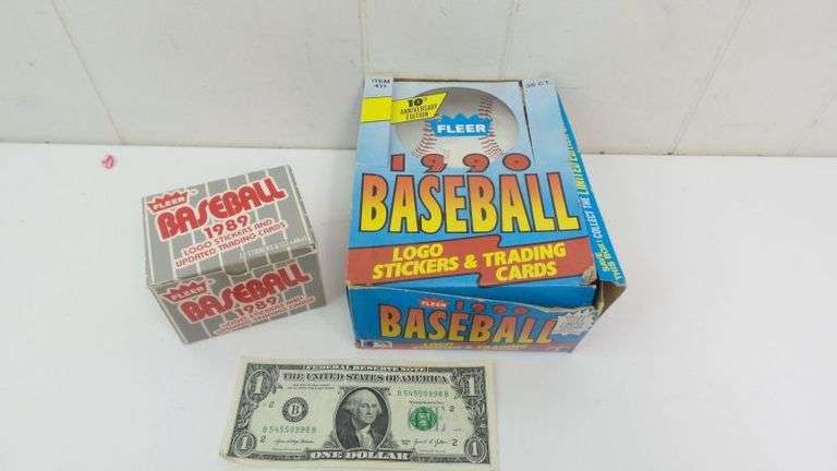 Fleer 1989 Logo Sticker/Card Set & 1990 Logo Sticker/Card Set! (4C ...