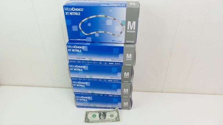 Lot of FIVE New 200ct Boxes of Nitrile Exam Gloves! Size Medium. (7C ...