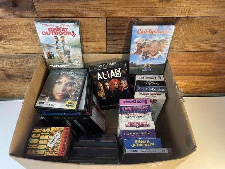 G5 Box Filled With VHS Tapes Movies Ect Mixed Media Grab - Texas Online ...