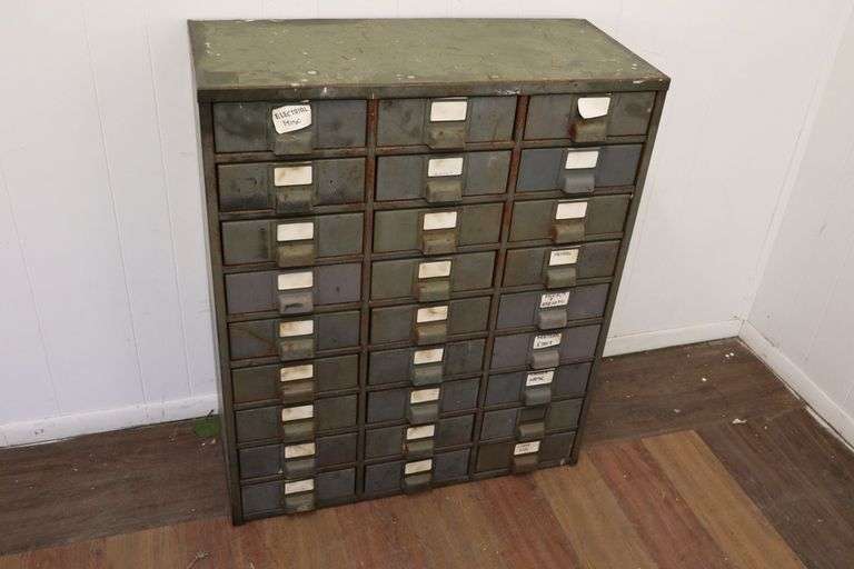 Nice Vintage Industrial Metal Small Parts Storage Cabinet! 31" x 14" x ...