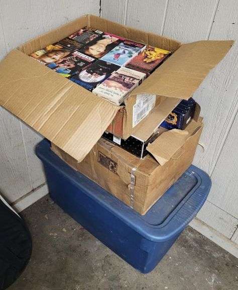 Mega Lot VHS Tapes. 2 Boxes and one Tote. ~cash only~ . (Room 8) - Texas Online Auction House