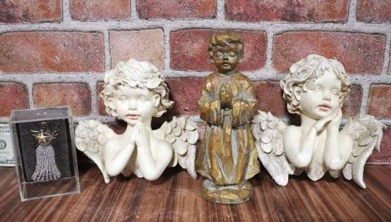 Super Cute Angel Wall Hanger Set of 2; Praying Child Figurine; and ...