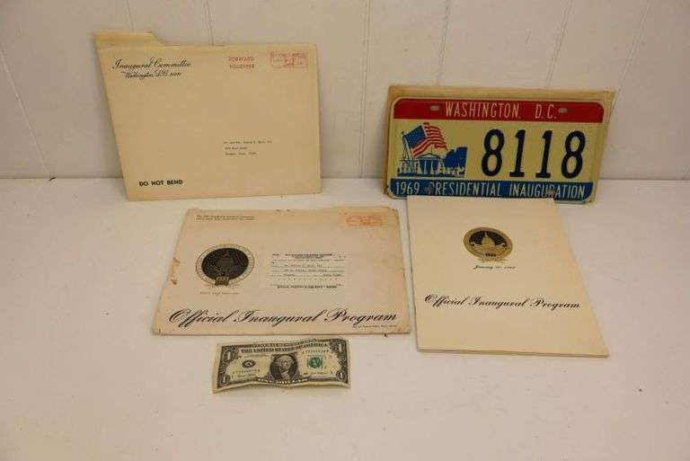 1969 Official Inaugural Program & Metal Comemmorative License Plate ...