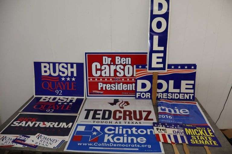 Lot of Assorted Political Campaign Signs! (11A) - Texas Online Auction ...