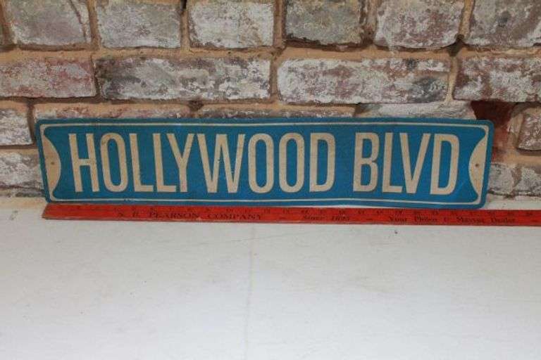 Vintage but Repop Metal Hollywood Blvd Sign - Texas Online Auction House