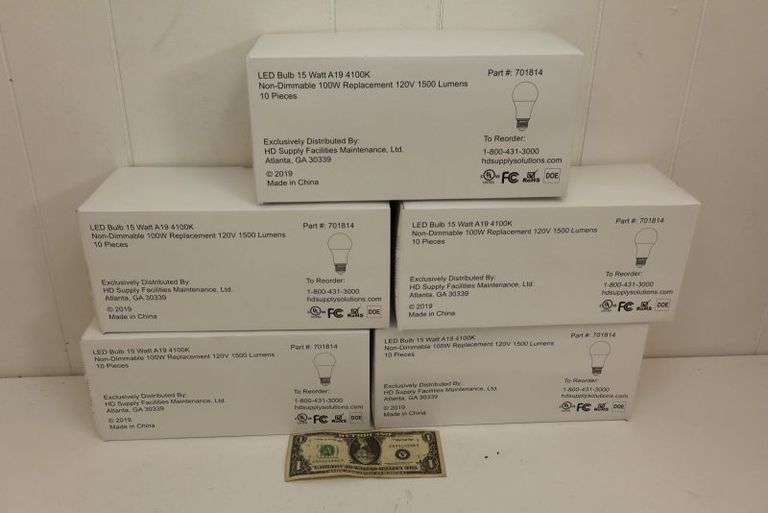 NEW Lot of FIVE 10-Count Boxes of 100W Replacement LED Light Bulbs ...