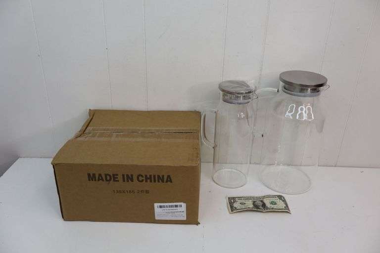 Lot of TWO Nice Glass Pitchers AND 2PC Glass Canister Set! (T8) - Texas ...