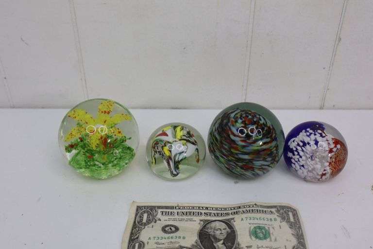 Nice Lot of FOUR Assorted Art Glass Paperweights! (5C) - Texas Online ...