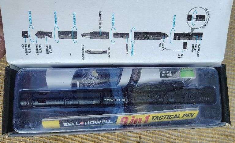 Bell and Howell TACPEN 9 in 1 Tactical Pen with flashlight, pen clip ...