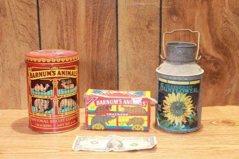 Vintage Barnum's Animals Tin and Box with Galvanized Decorative Tin ...