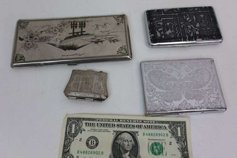 Antique Silver Coin Purse & THREE Vintage Cigarette Cases! (10B ...