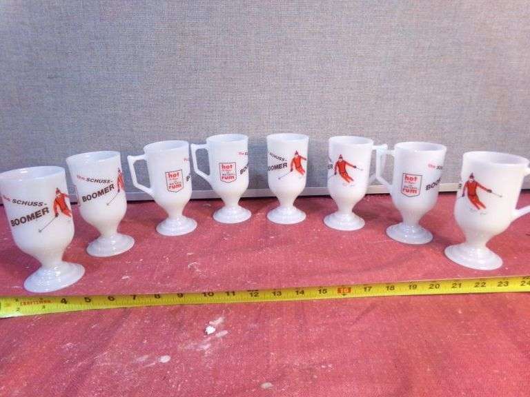 Vintage 1960 "The Schuss Boomer" milk glass of Dr. Pepper & Hot ...