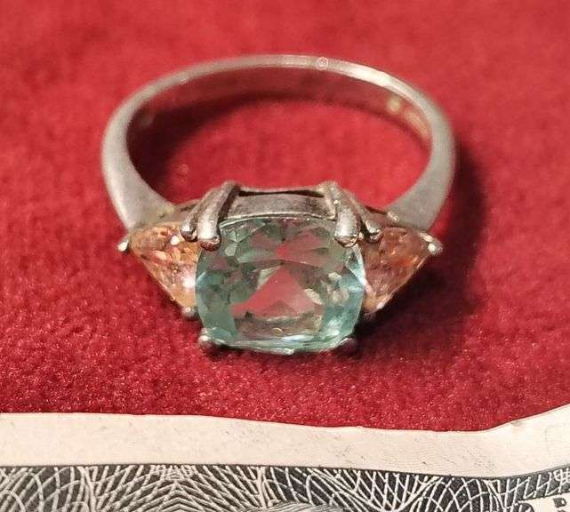 Gorgeous AVON Sterling 925 Silver URANIUM Glass Ring Green Spinel ...